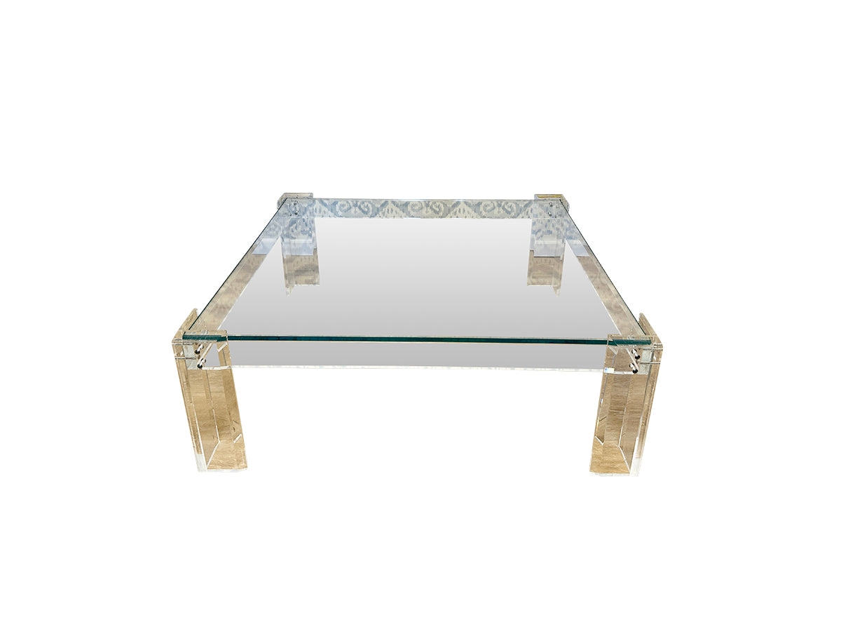 Interlude Lucite and Glass Cocktail Table