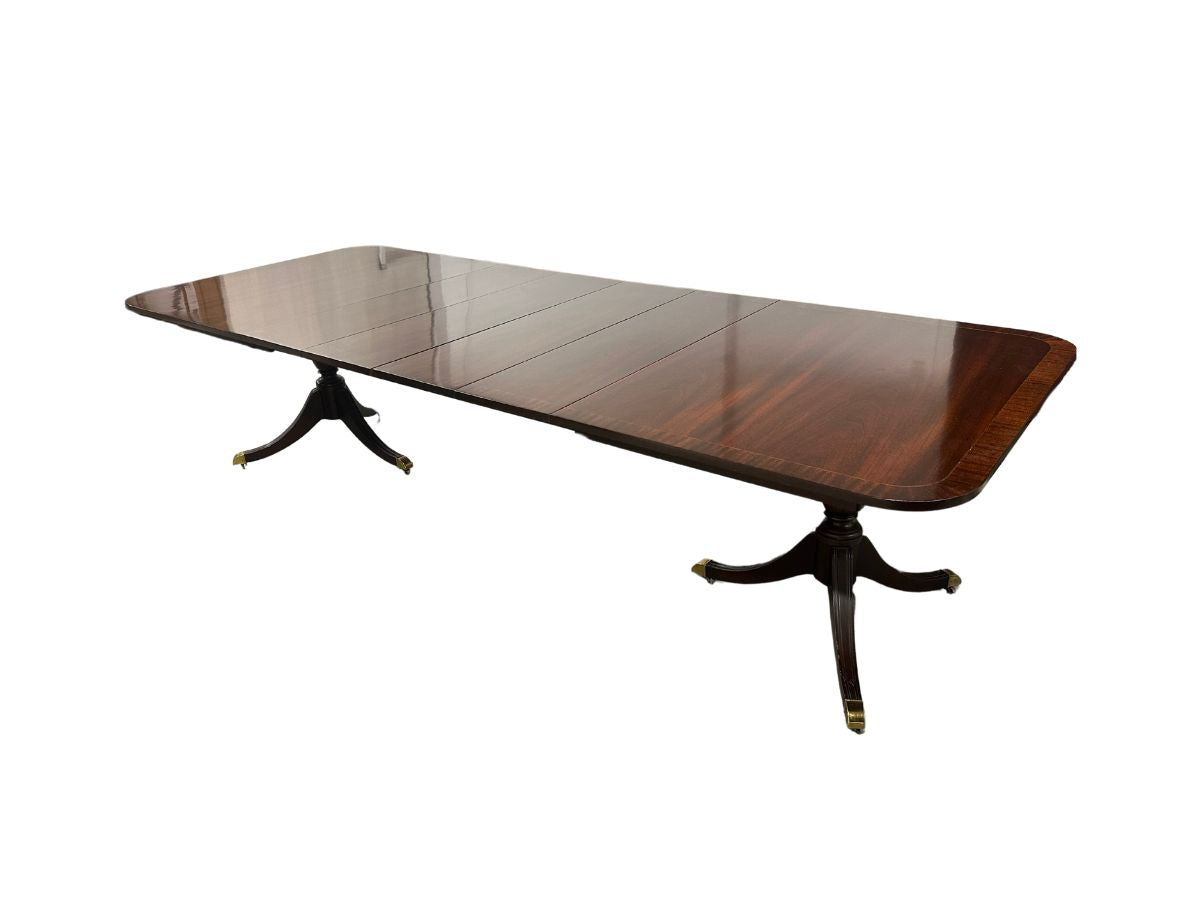 Kindel Double Pedestal Dining Table with Self Storing Leaves